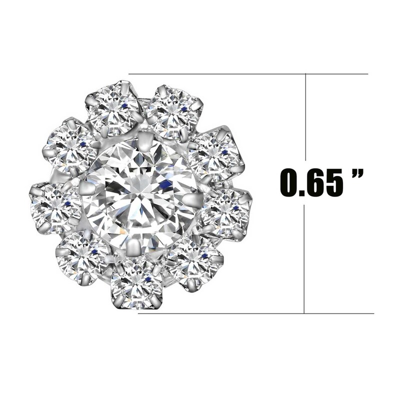 24PCS Clear Rhinestone Buttons Silver Metal Crystal Glass Buttons ...