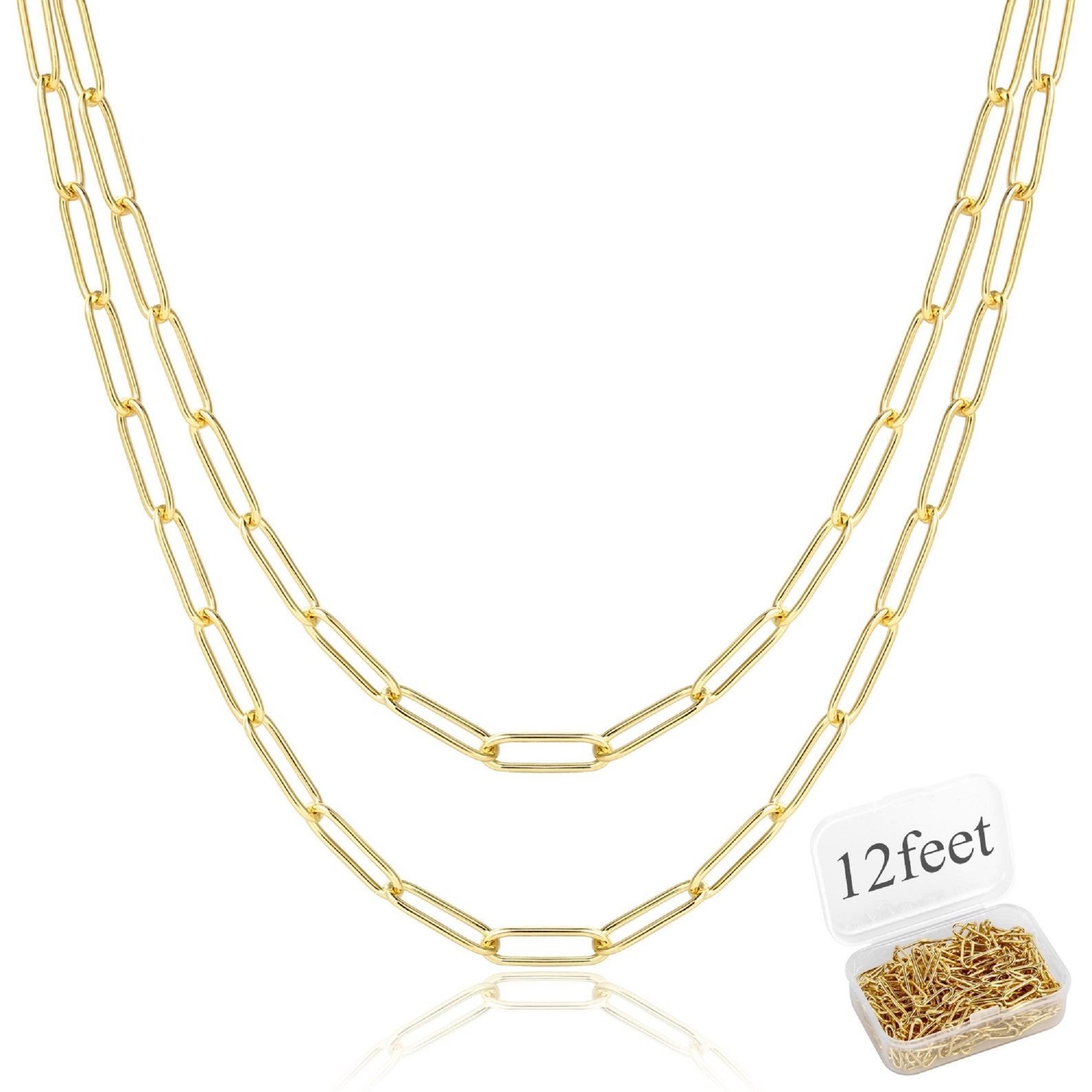 12 Feet Paperclip Chain for Jewelry Making 14K Gold Plated - Etsy