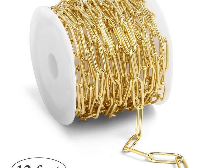 12 Feet Paperclip Chain for Jewelry Making 14K Gold Plated - Etsy