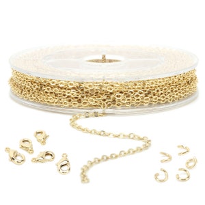 33 Feet Spool Gold Plated Solid Brass Flat Cable Chain for Necklace ...