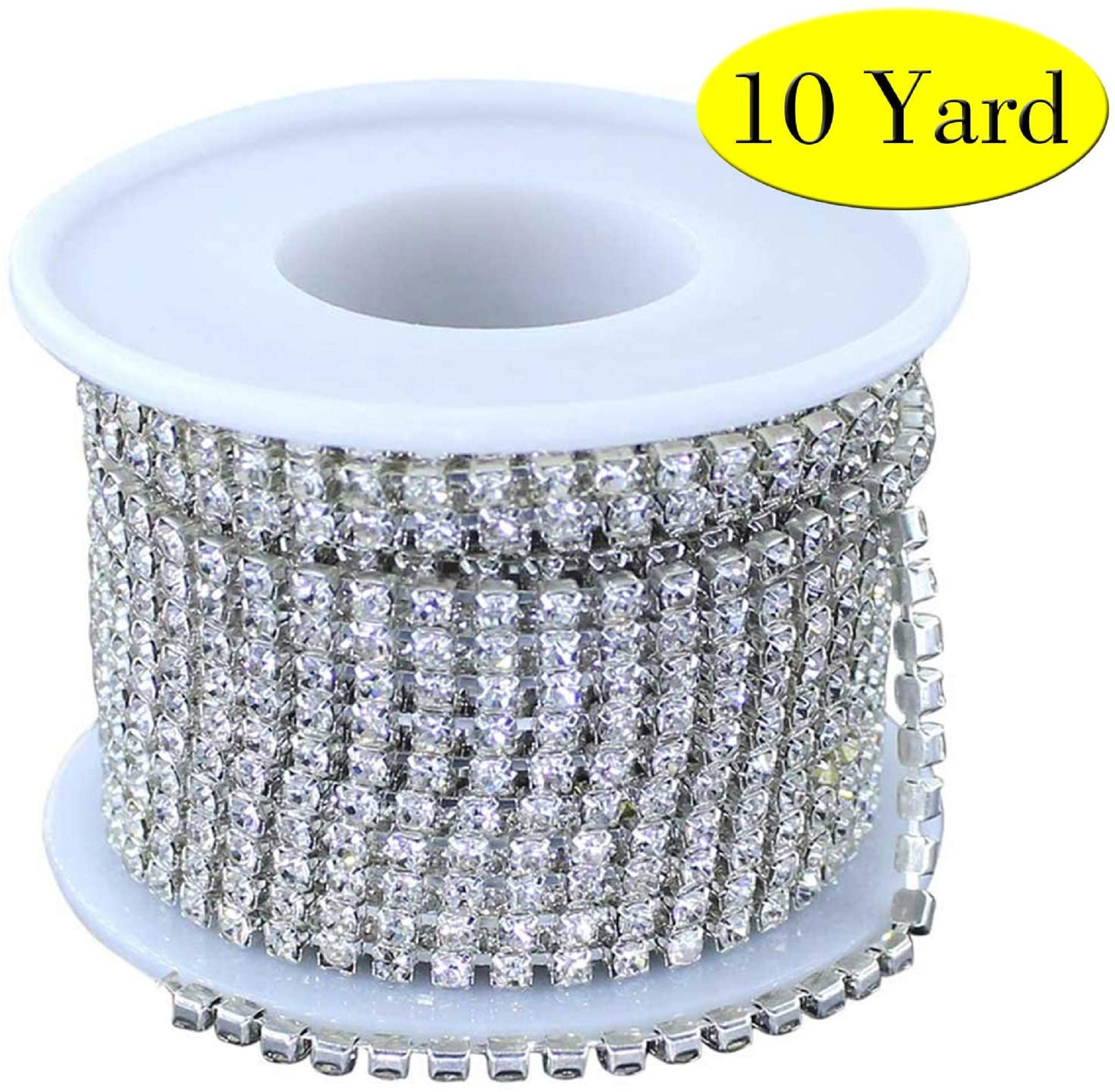 10 Yard Clear Crystal Rhinestone Chain 2.8MM Silver Close Trim | Etsy