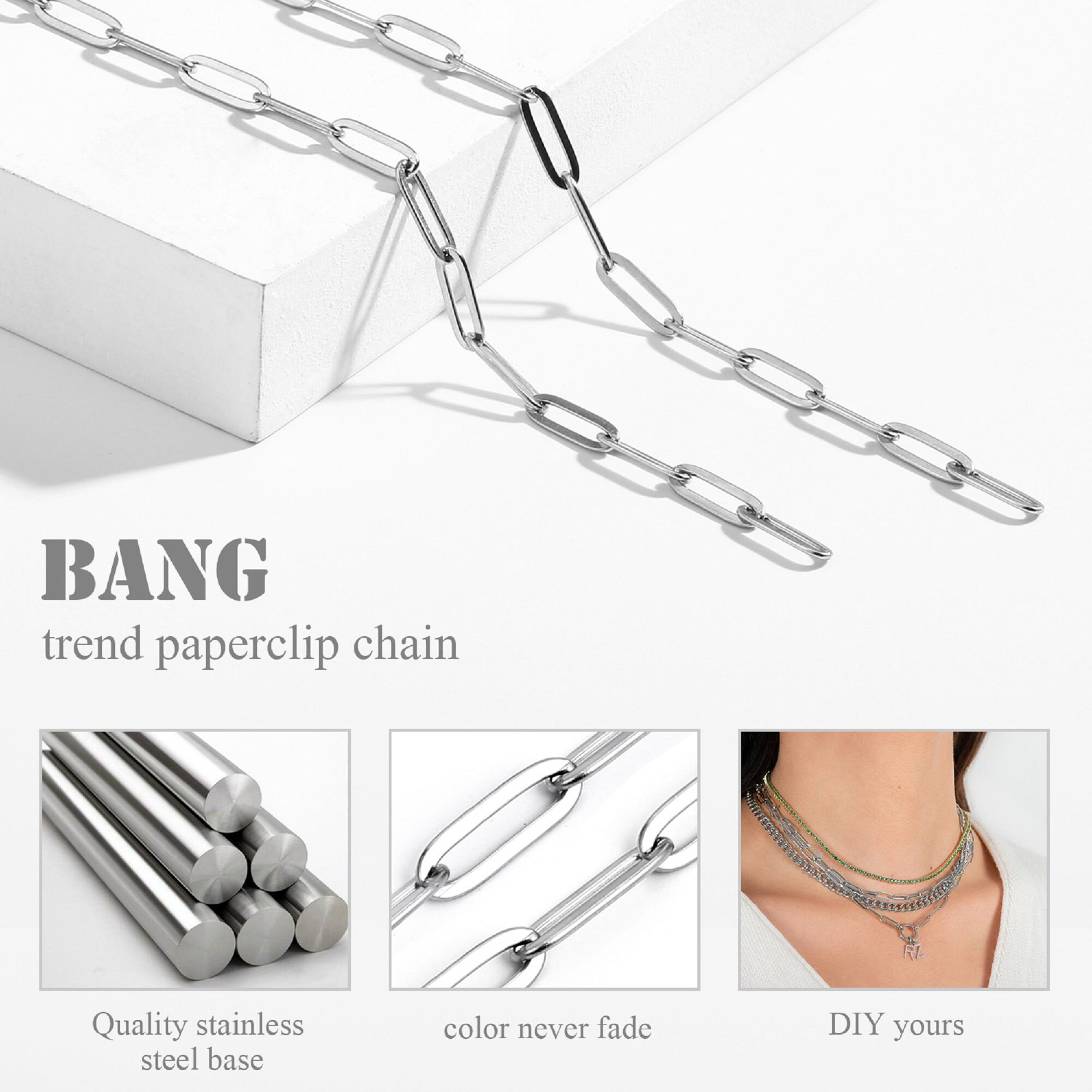 24 Feet Stainless Steel Paperclip Chain Flat Paper Clip | Etsy