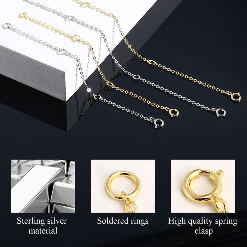 Adjustable 4PCS 925 Sterling Silver Extender Chain Gold Plated - Etsy