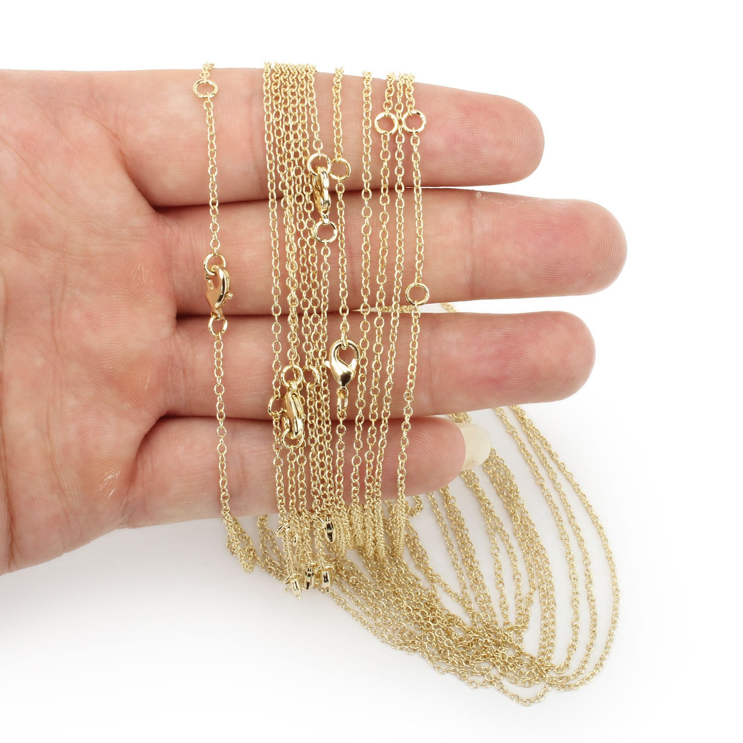 Wholesale 12PCS 1.5MM Gold Plated Solid Brass O Chains with | Etsy