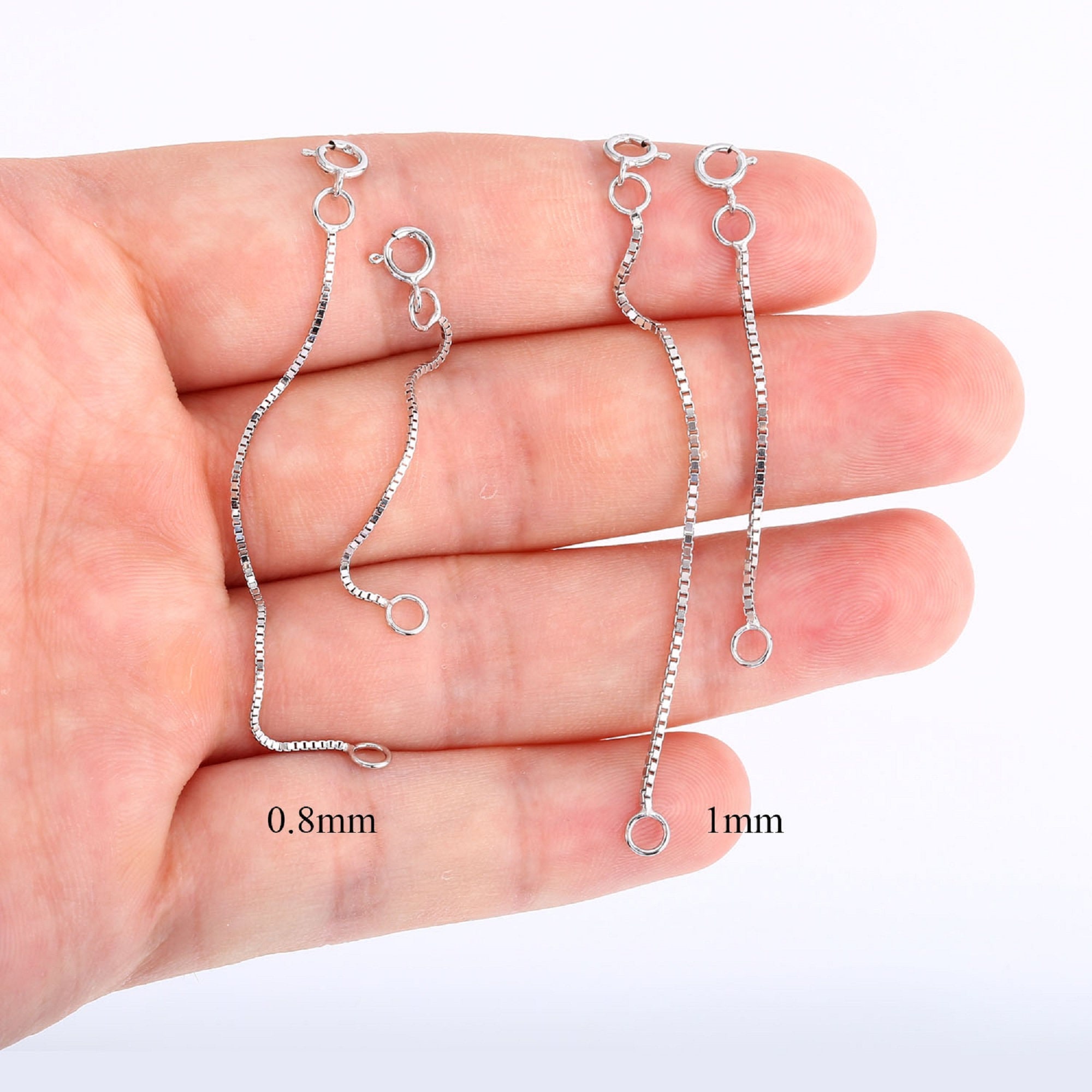 925 Sterling Silver Necklace Extender 3PCS 1mm Adjustable 2
