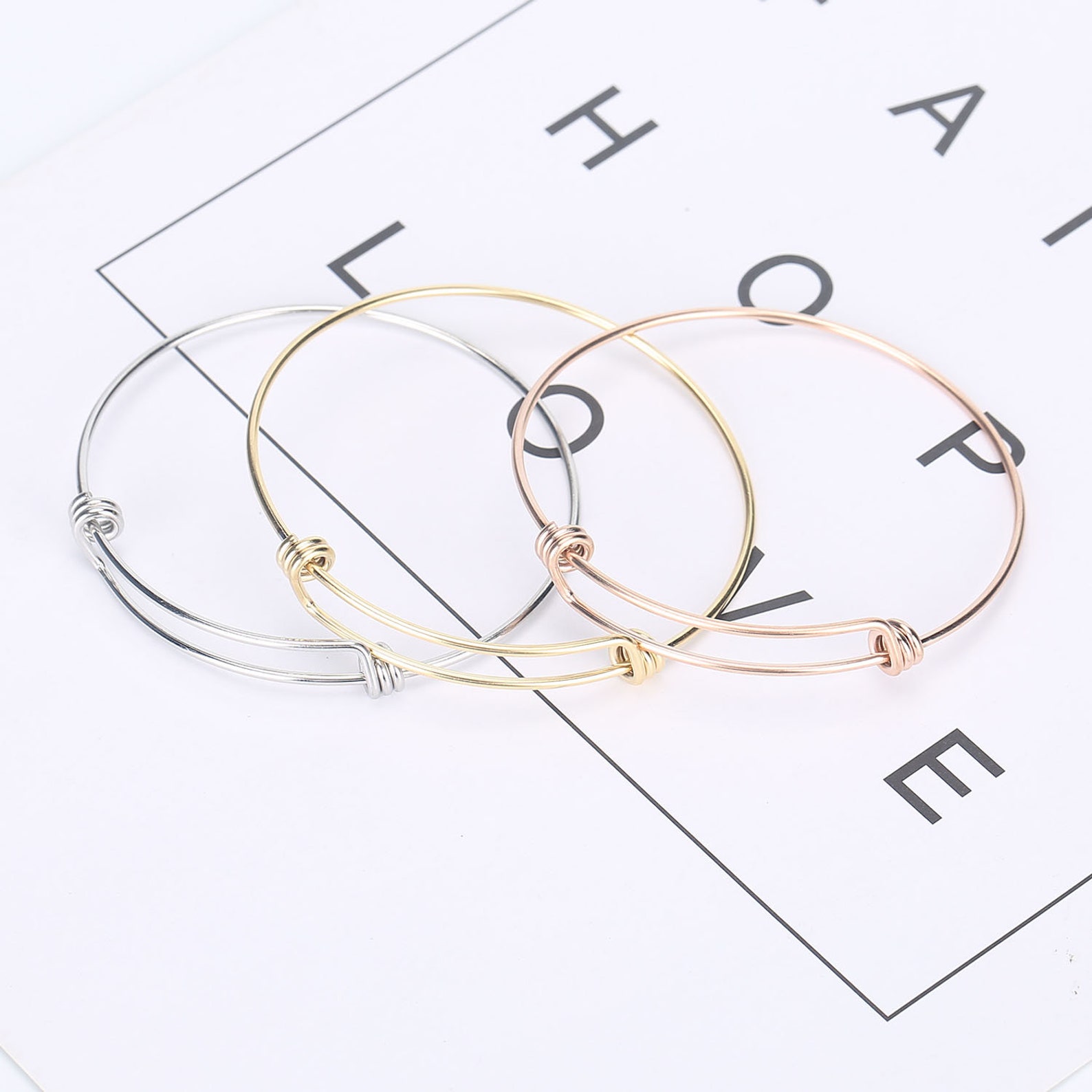 12PCS Distainless Steel Bangle Bracelet Wire Blank Adjustable ...