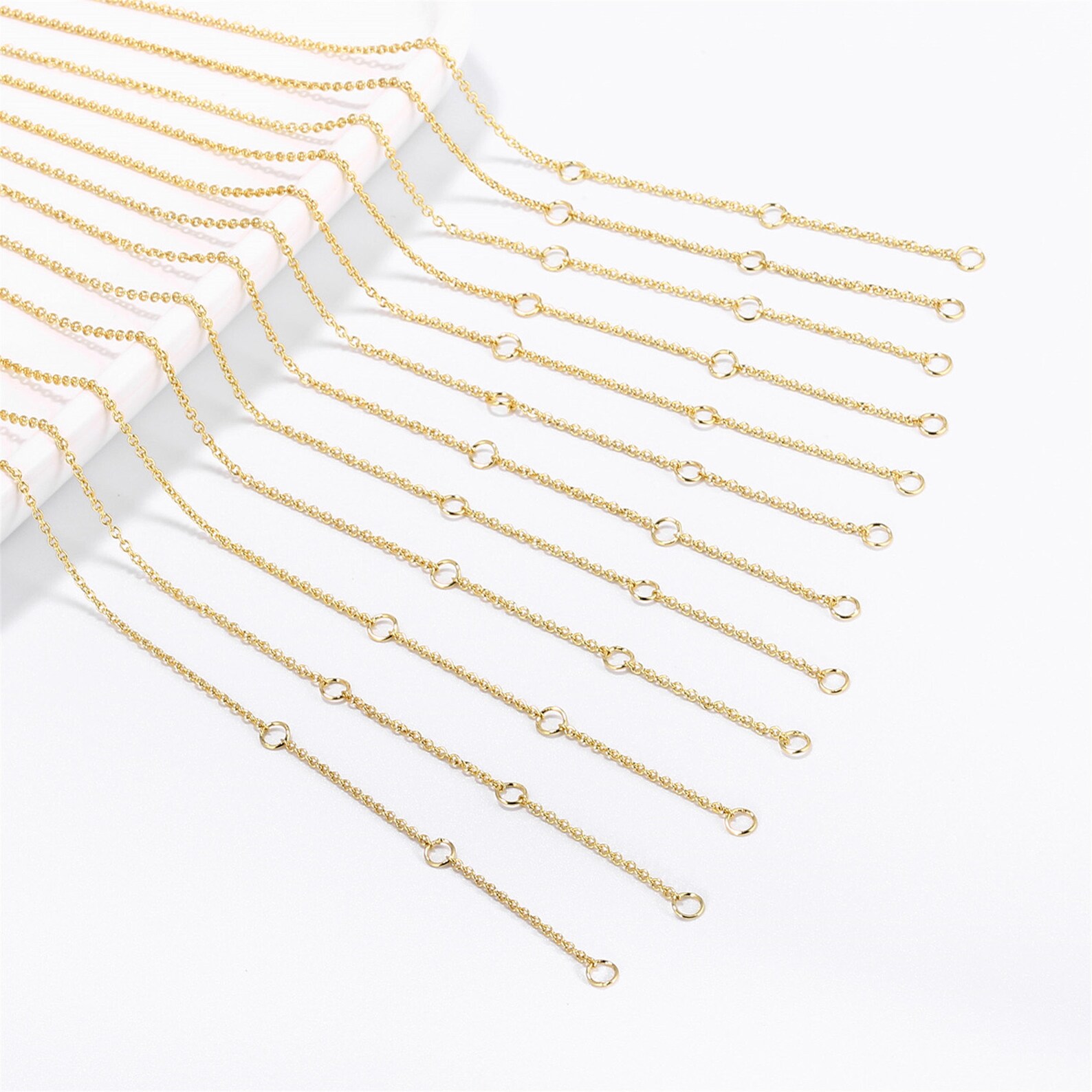 12PCS Thin O Chain 14K Gold Plated Brass Adjustable Chain for - Etsy