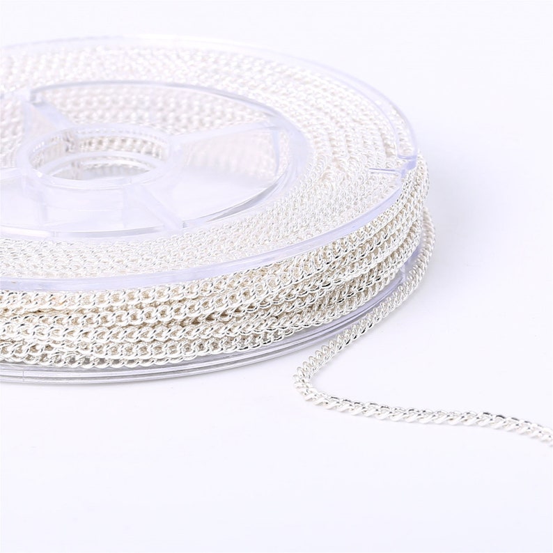 33 Feet Chain Spool Silver Plated Solid Brass Curb Chain Roll - Etsy