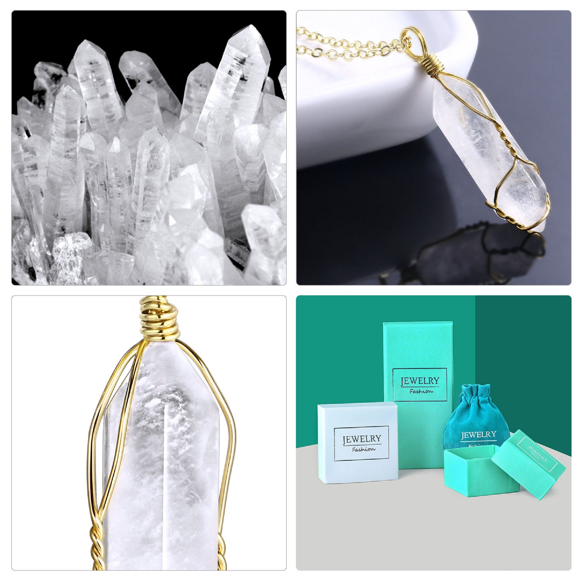 6 PCS Wire Wrapped Clear Quartz Stone Pendant, Natural Healing Crystal ...