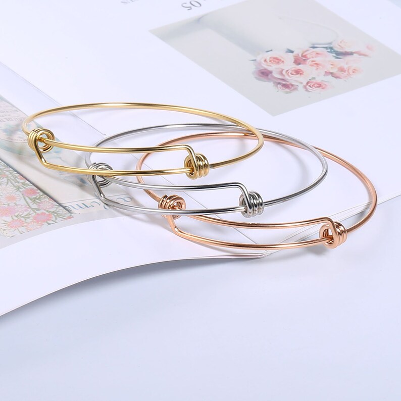 12PCS Distainless Steel Bangle Bracelet Wire Blank Adjustable ...