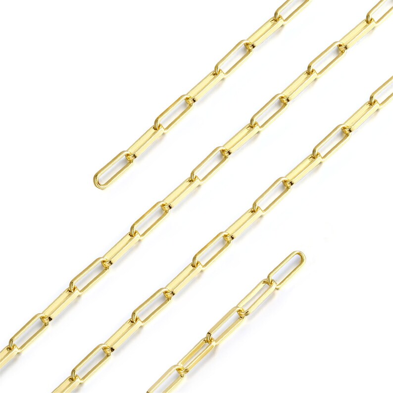Raw Chain 14K Gold Plated Brass PaperClip Chain 12 Feet for | Etsy