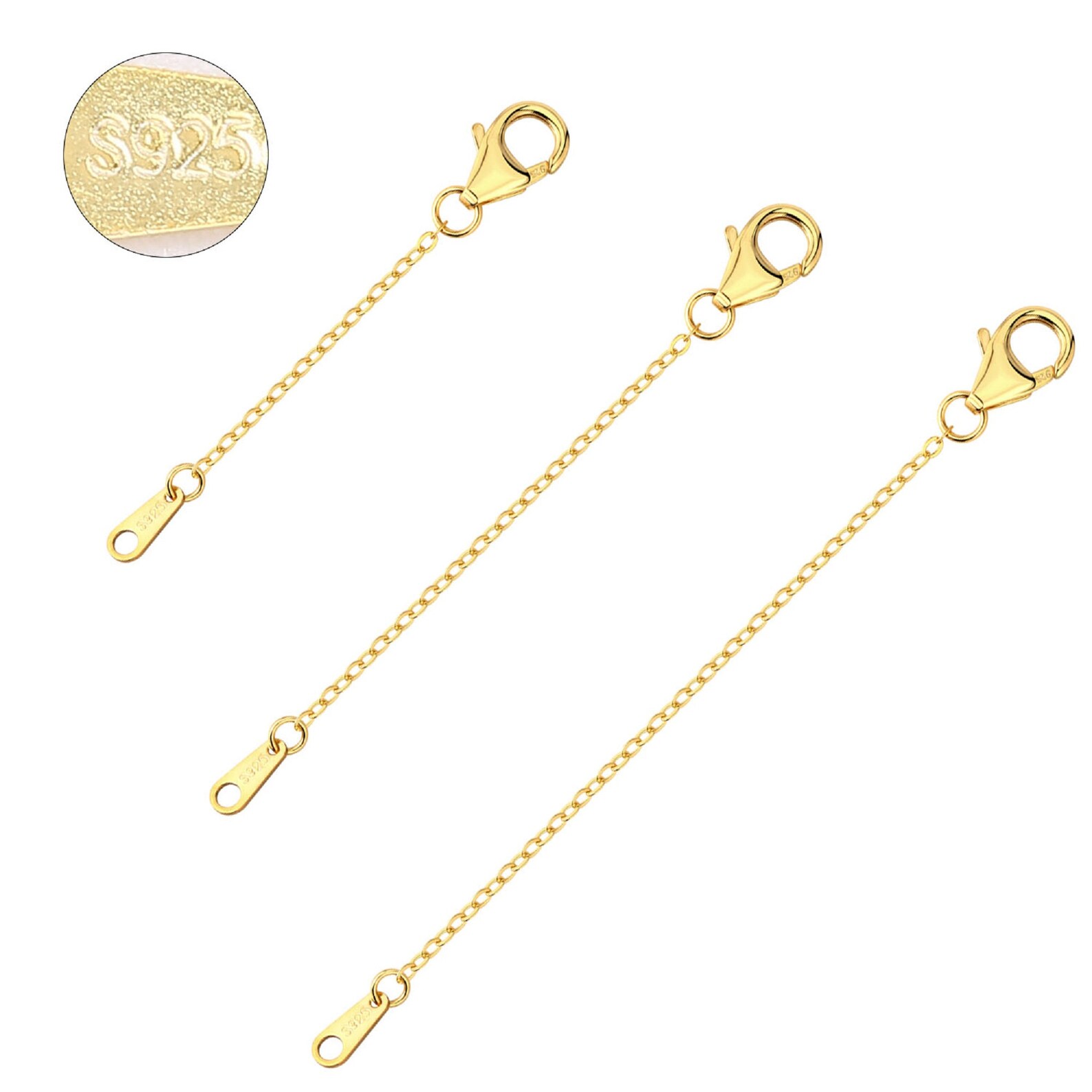 14K Gold Plated Necklace Extender Sterling Silver Extension | Etsy