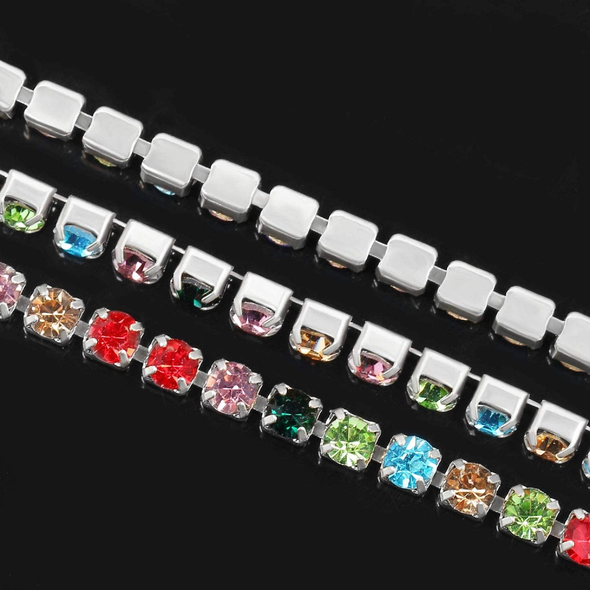 10yard Raibow Clear Crystal Rhinestone Chain Multicolored - Etsy