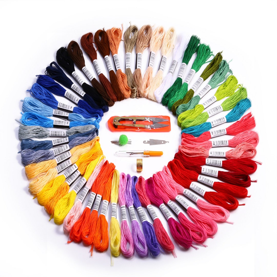 50 Skeins Embroidery Floss Rainbow Color Cross Stitch Threads,diy ...