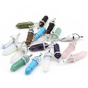 Wholesale Mixed Natural Crystal Pendant, Amethyst Clear Hexagonal ...