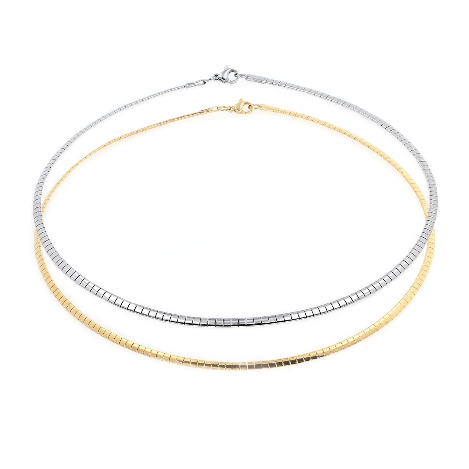 2PCS Omega Chain Choker Necklace 18K Gold Plated Stainless | Etsy