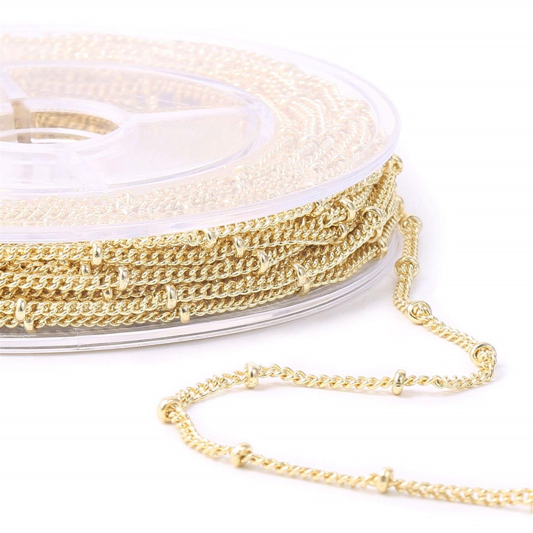 33feet Satellite Chain Spool for Necklace DIY , Gold Plated Solid Brass ...
