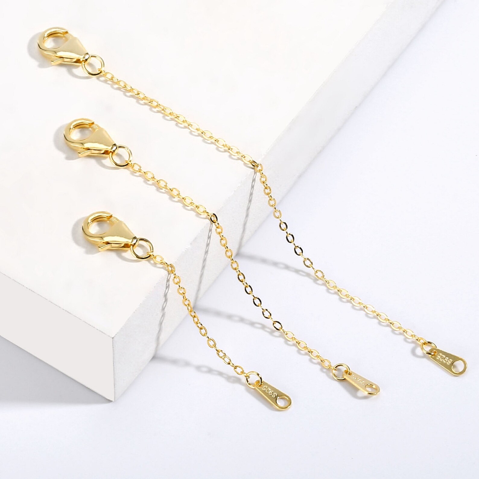 14K Gold Plated Necklace Extender Sterling Silver Extension - Etsy