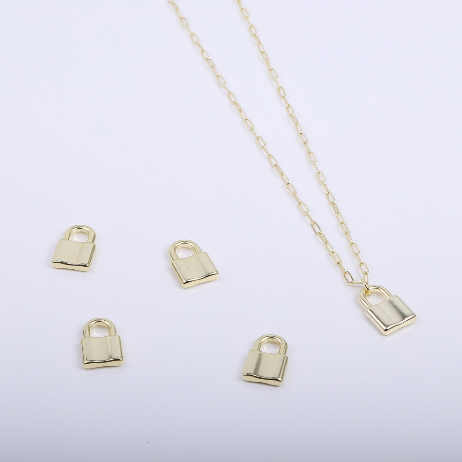 8PCS Gold Lock Pendant Charms Stainless Steel Padlock Charm - Etsy ...