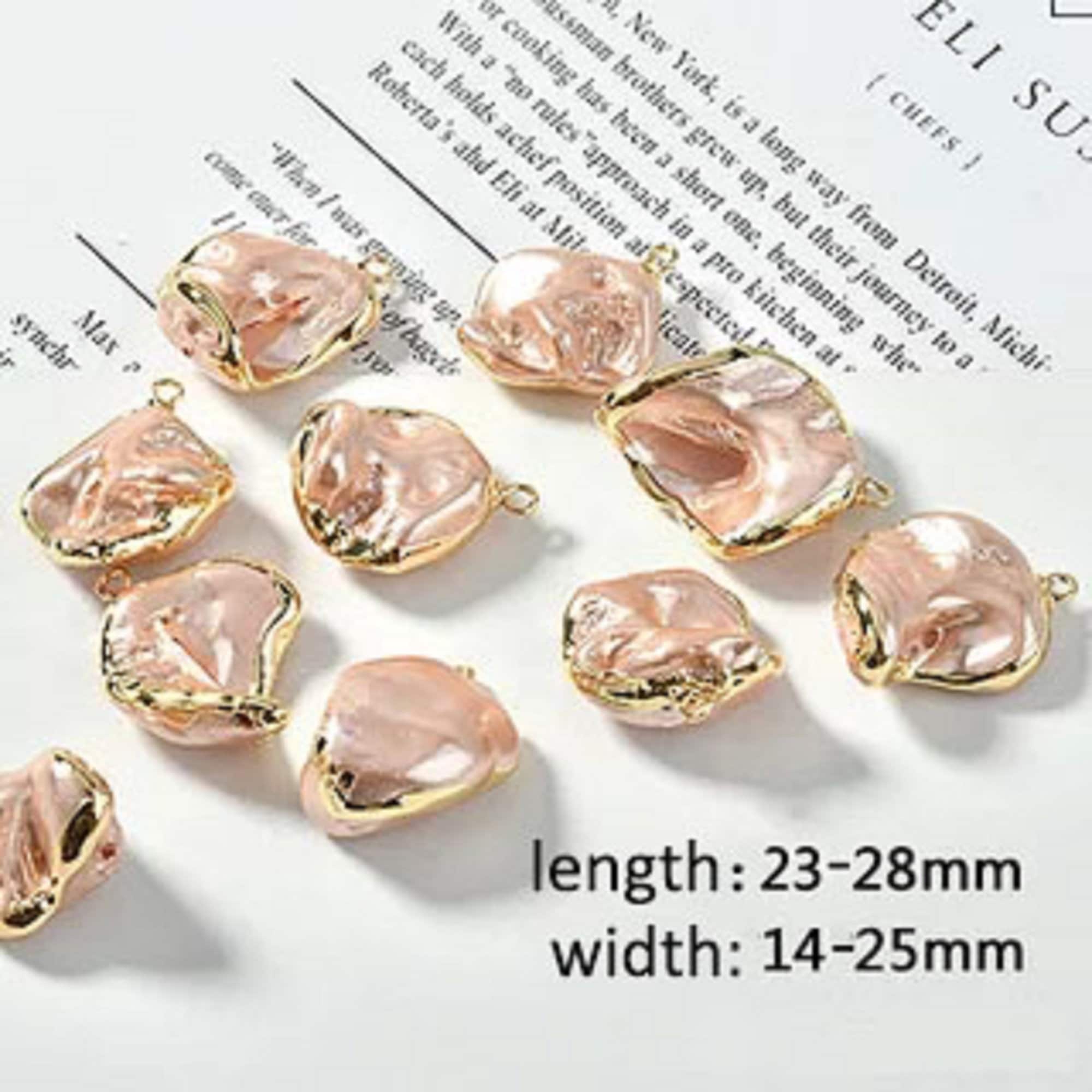 5PCS Natural Irregular Freshwater Pearls PendantGold Edge | Etsy