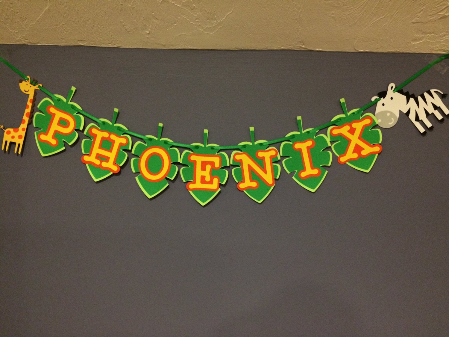 Jungle Animal Name Banner on Leaves | Etsy