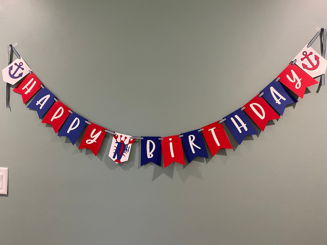 Nautical Happy Birthday Banner With Age - Etsy