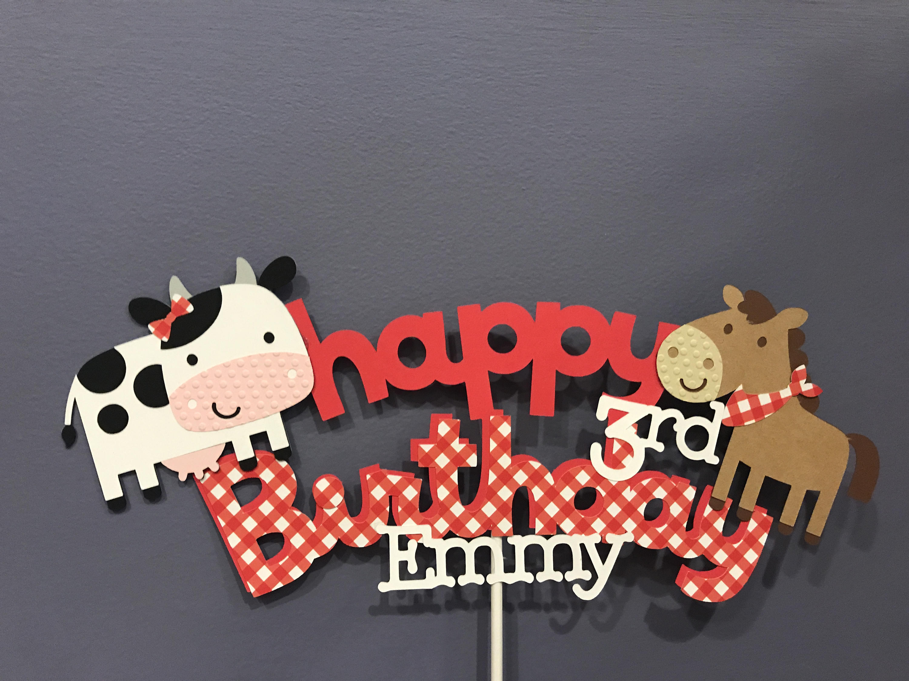 Girl Happy Birthday Farm Cake Topper With Added Name and Age | Etsy