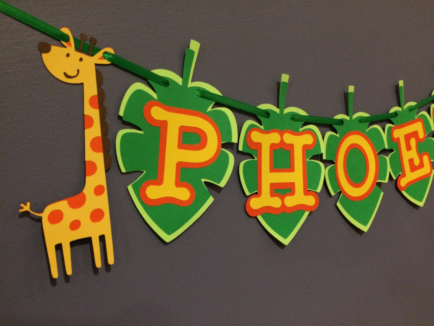 Jungle Animal Name Banner on Leaves | Etsy