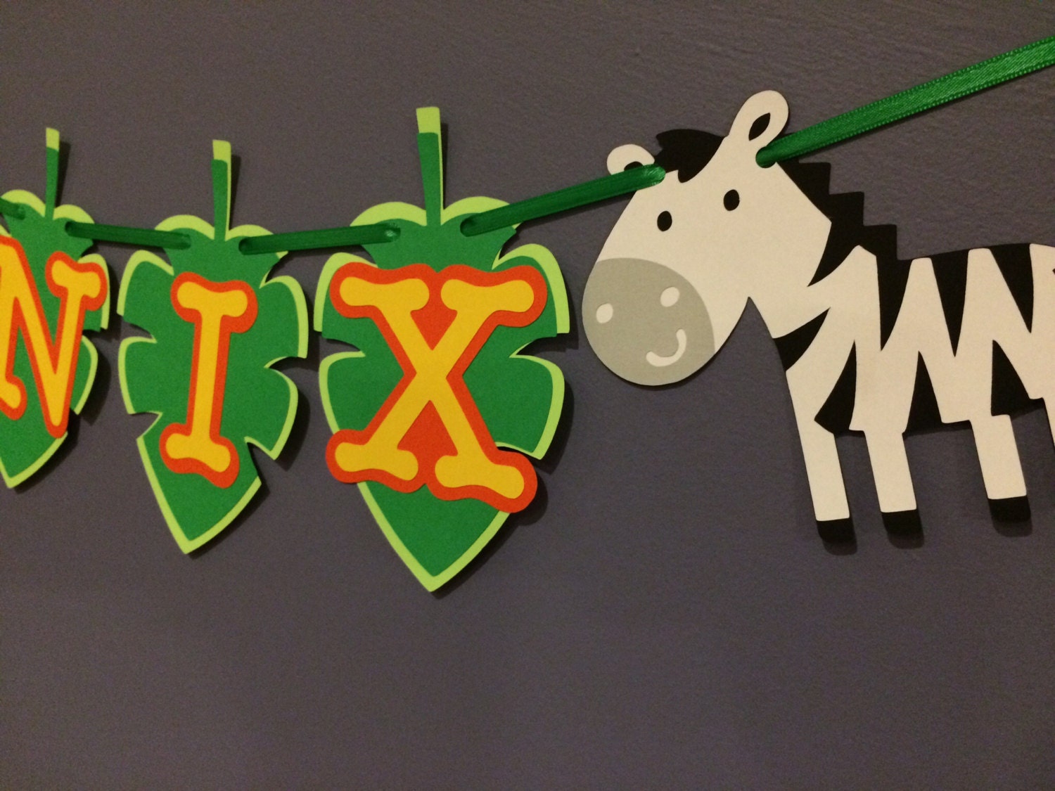 Jungle Animal Name Banner on Leaves | Etsy