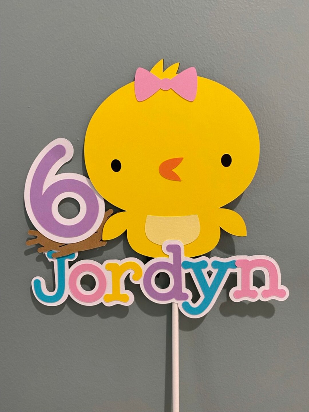 Chick Cake Topper With Name and Age - Etsy