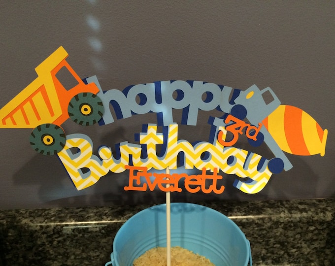 Happy Birthday Construction Cake Topper With Added Name and - Etsy