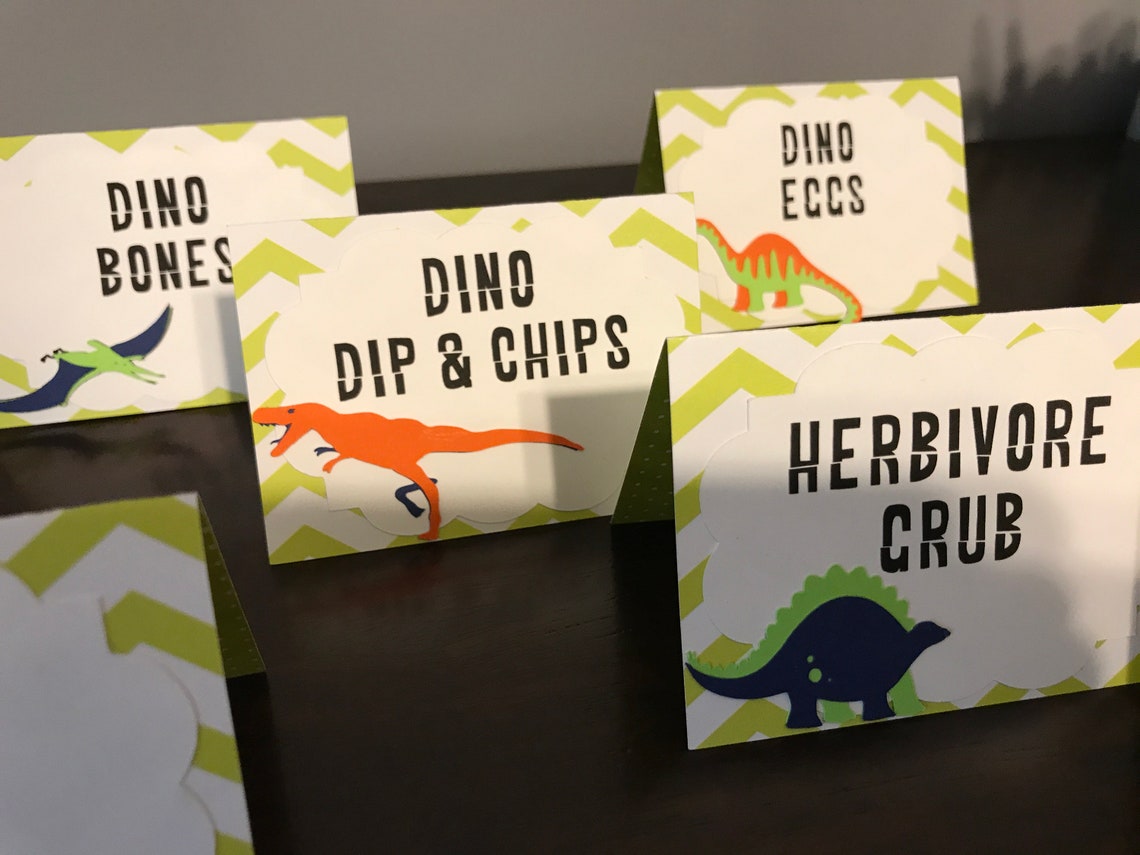 12 Dinosaur Food Labels already Printed | Etsy