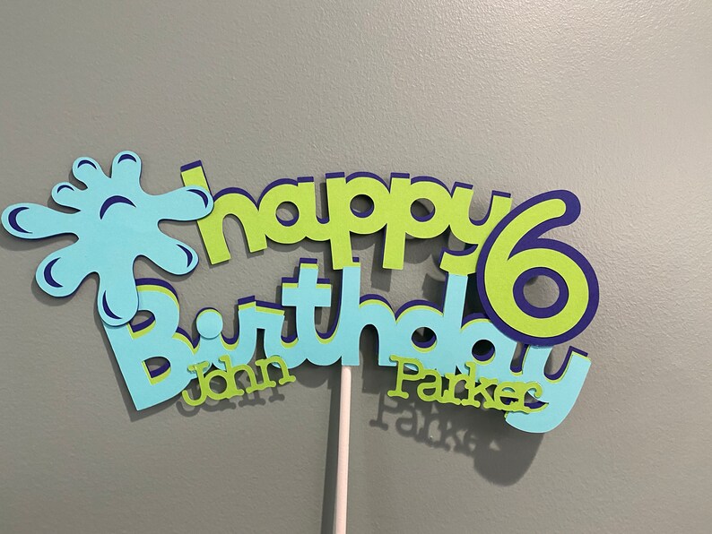 Happy Birthday Water Splash and Age Number Cake Topper - Etsy