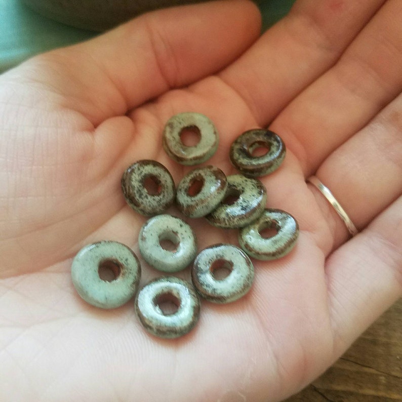 10 Ceramic Discs Rustic Ceramic beads | Etsy