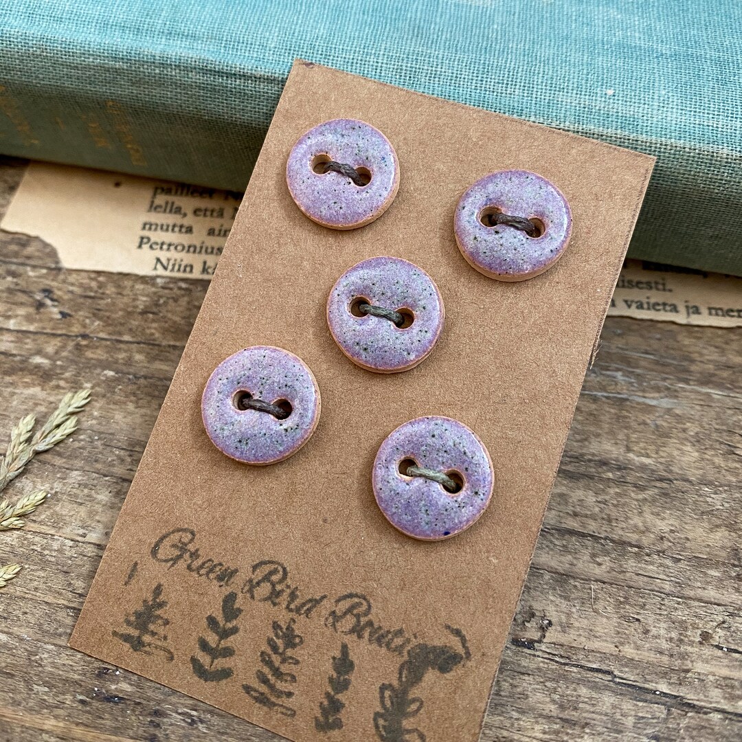 Ceramic Purple Buttons, Set of 5 Indigo Stoneware Buttons, Purple ...