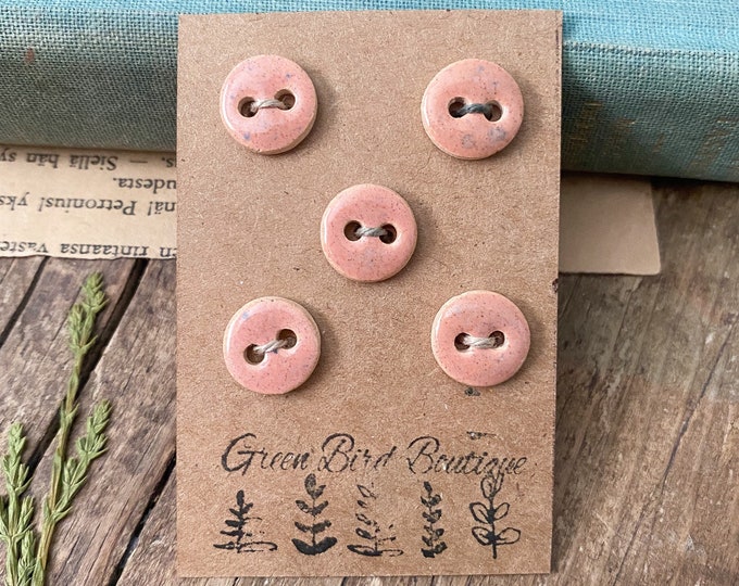 Set of 5 Ceramic Pale Pink Buttons - Etsy