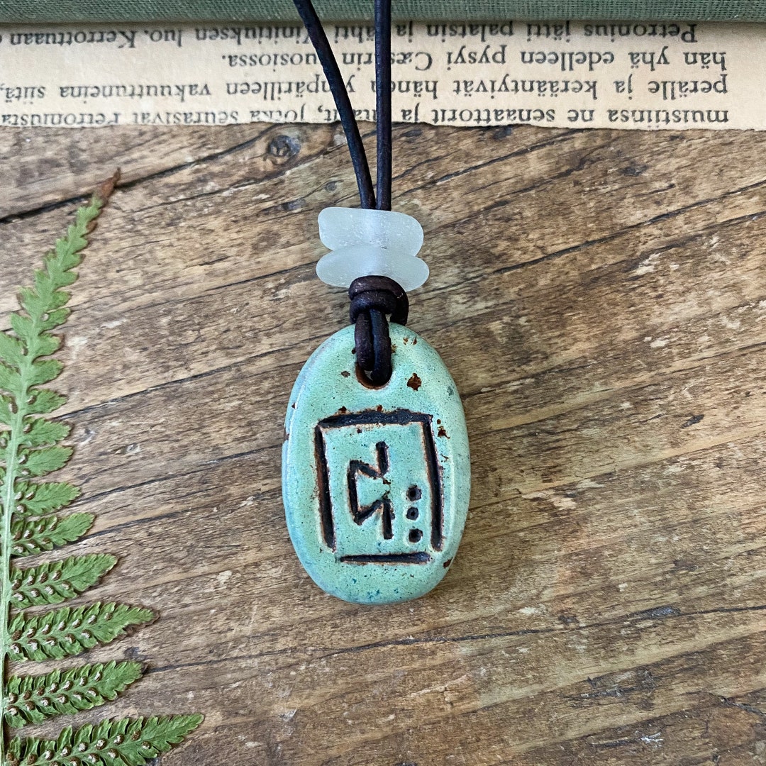 Primitive Viking Rune Necklace, Stone Necklace, Ceramic Talisman ...
