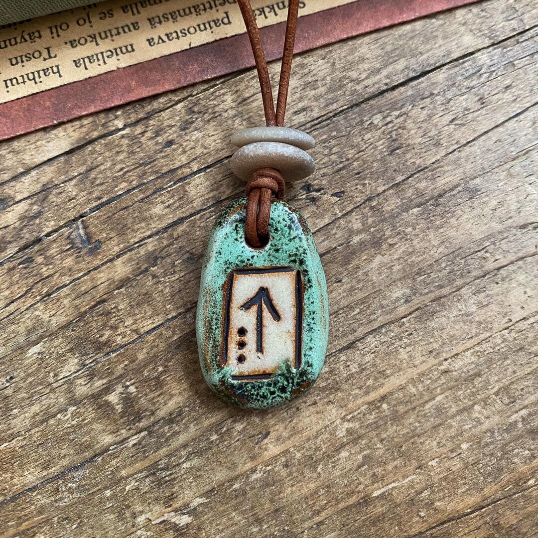 Ceramic Rune Pendant, Viking Rune Necklace, Stone Talisman - Etsy