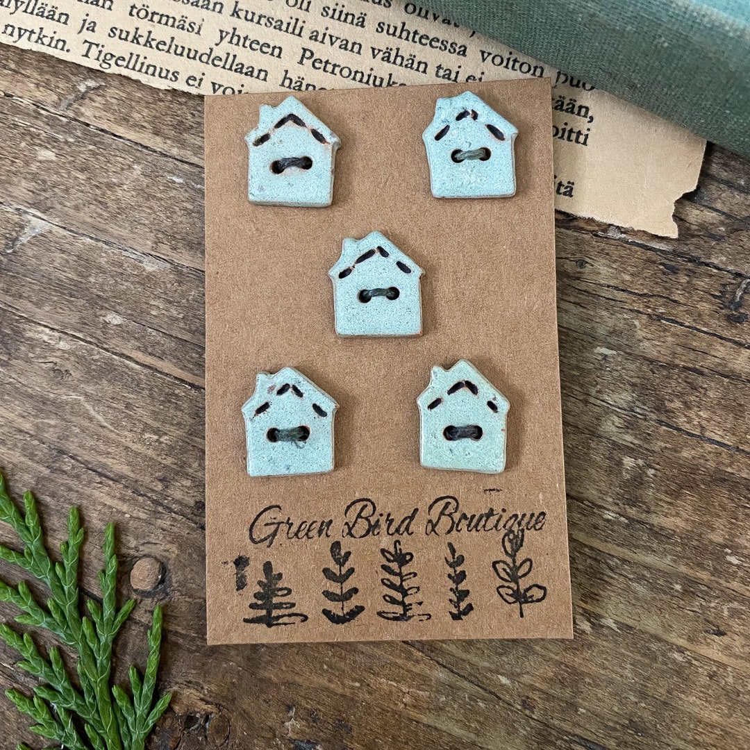 Ceramic House Buttons, Rustic Clay Fasteners, Pottery Buttons - Etsy