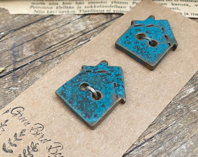 Large Ceramic House Buttons, Rustic Clay Fasteners, Pottery Buttons - Etsy