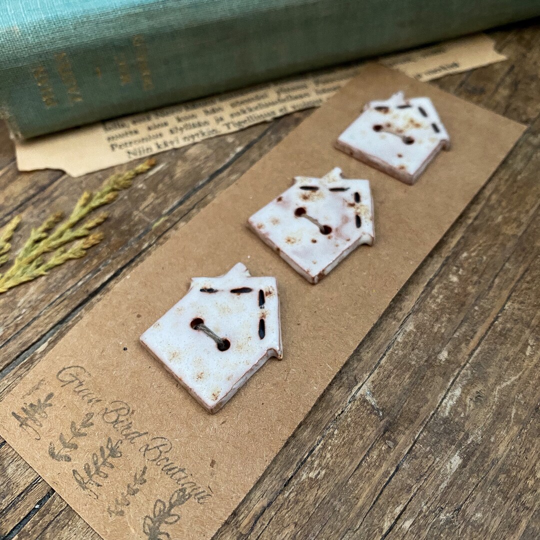 Large Ceramic House Buttons, Rustic Clay Fasteners, Pottery Buttons - Etsy