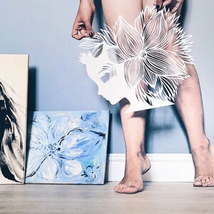 Paper Cut Artwork , Hand Cut Paper Girl Flower Original Paper Cutting ...