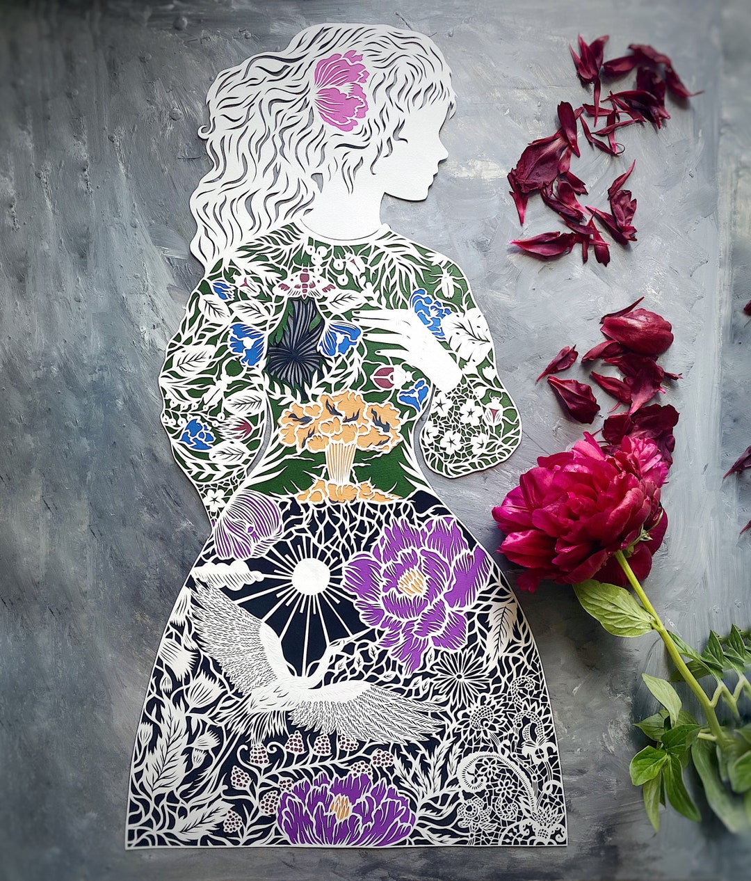 Paper Cut Collage , Hand Cut Paper Art Work “ Trying to Breathe ...