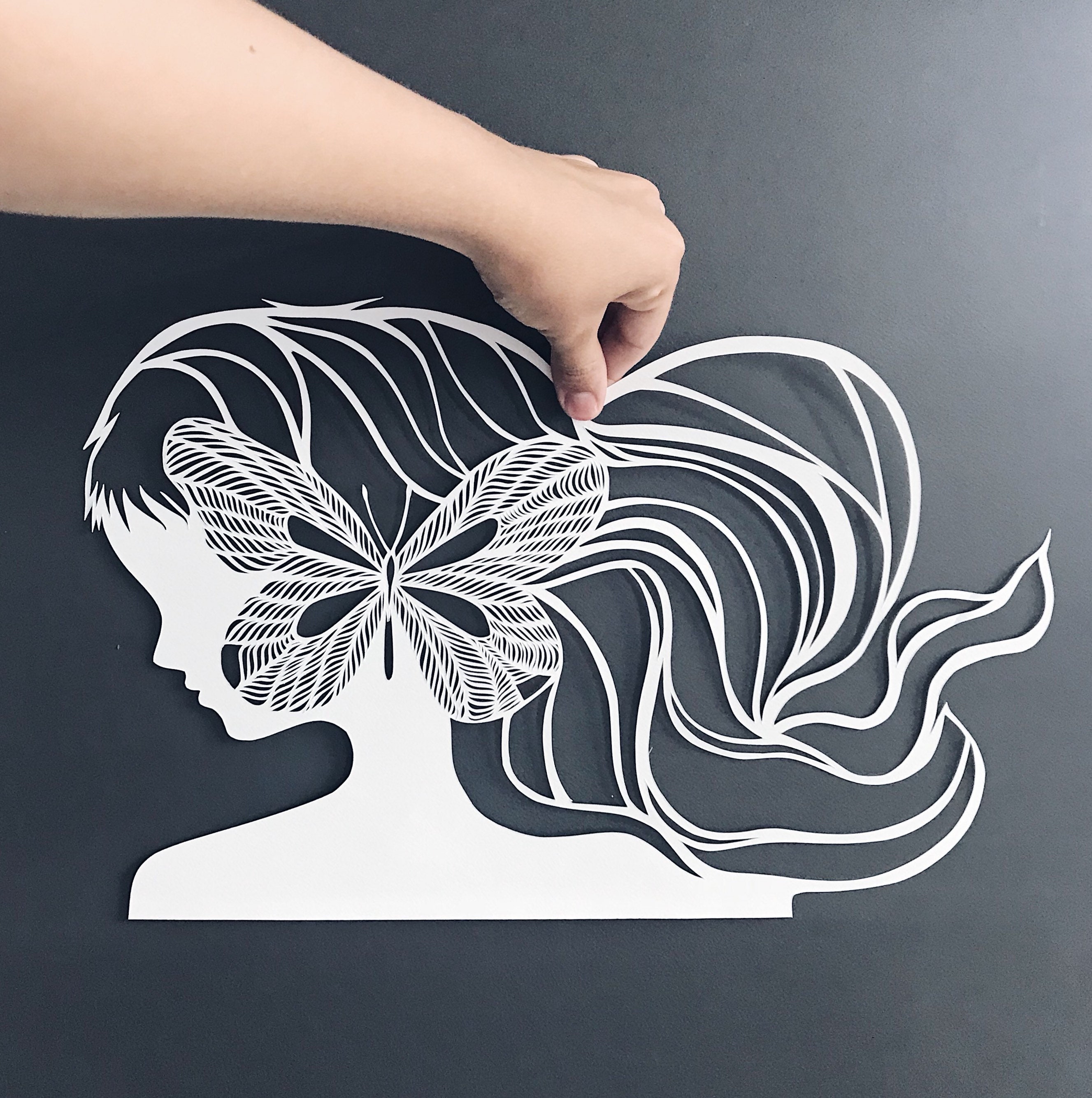 Art Paper Cut Girls Silhouette Lace Butterfly - Etsy