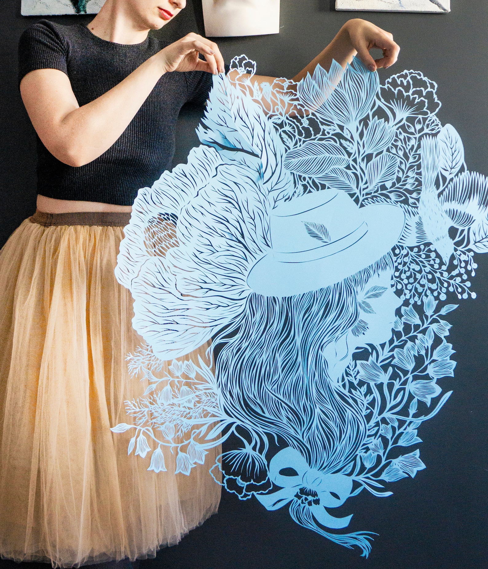 Paper Cut Artwork , Large Hand Cut Paper Art " Bluebells " Original ...