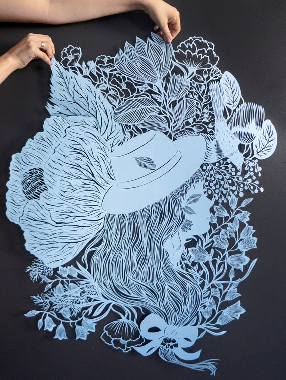 Paper Cut Artwork Large Hand Cut Paper Art Bluebells - Etsy