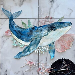 Watercoloured Paper Art, Hand Cut Out , Paper Collage With Watercolour ...
