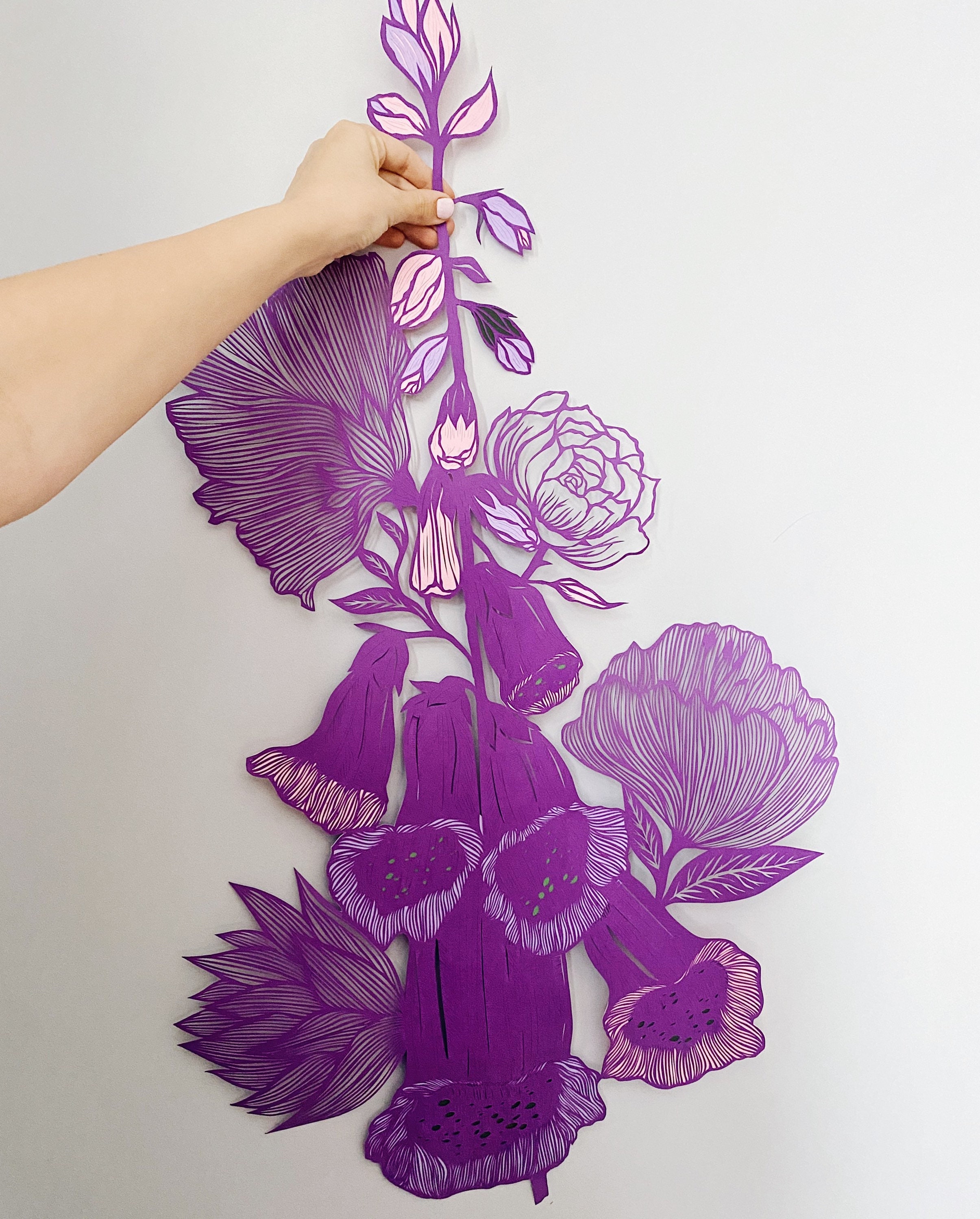 Paper Cut Collage, digitalis Purpurea Hand Cut Paper Art , Original ...