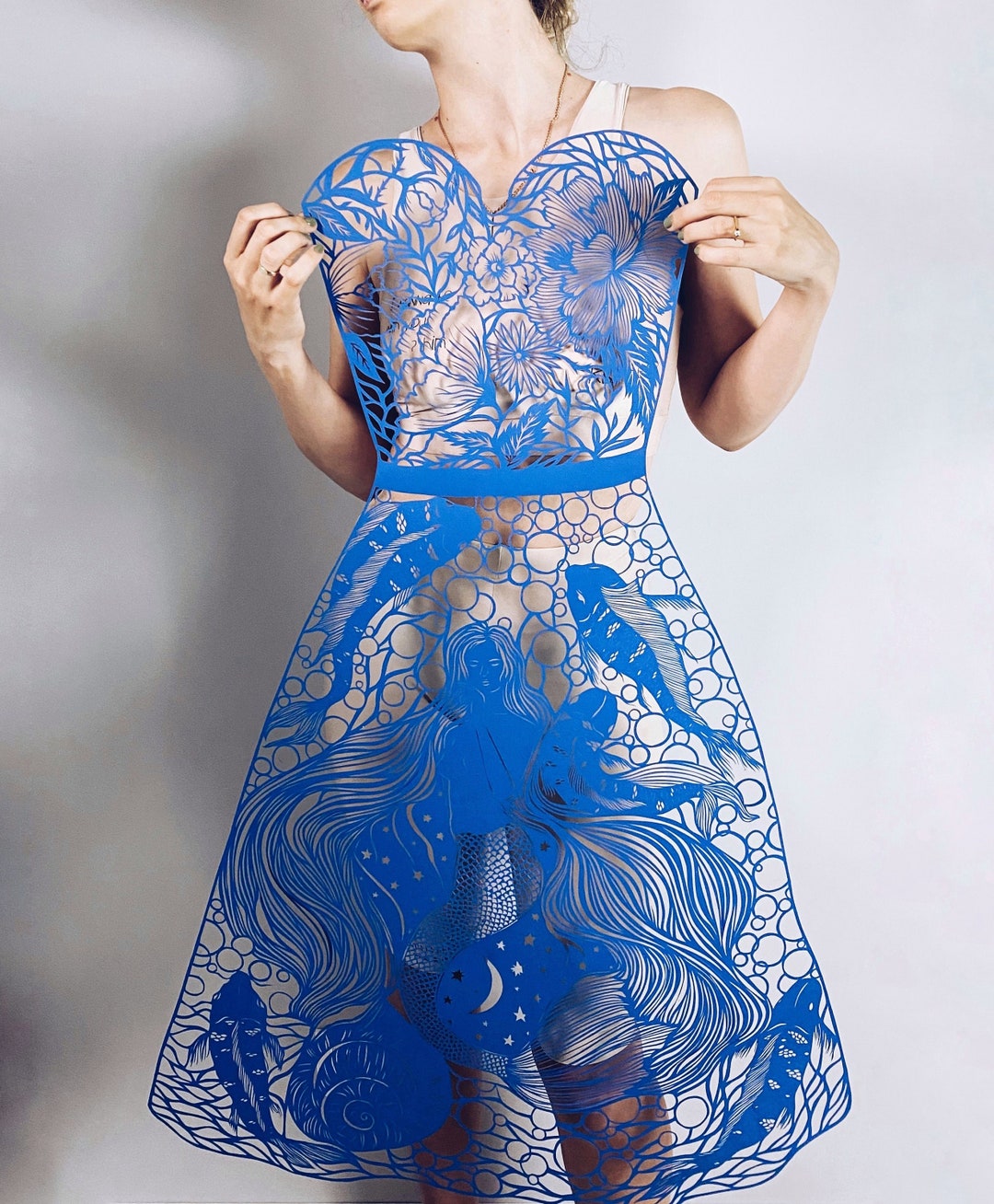 Paper Cut Dress , Hand Cut Paper Art “ I See Sea “ Original Paper ...