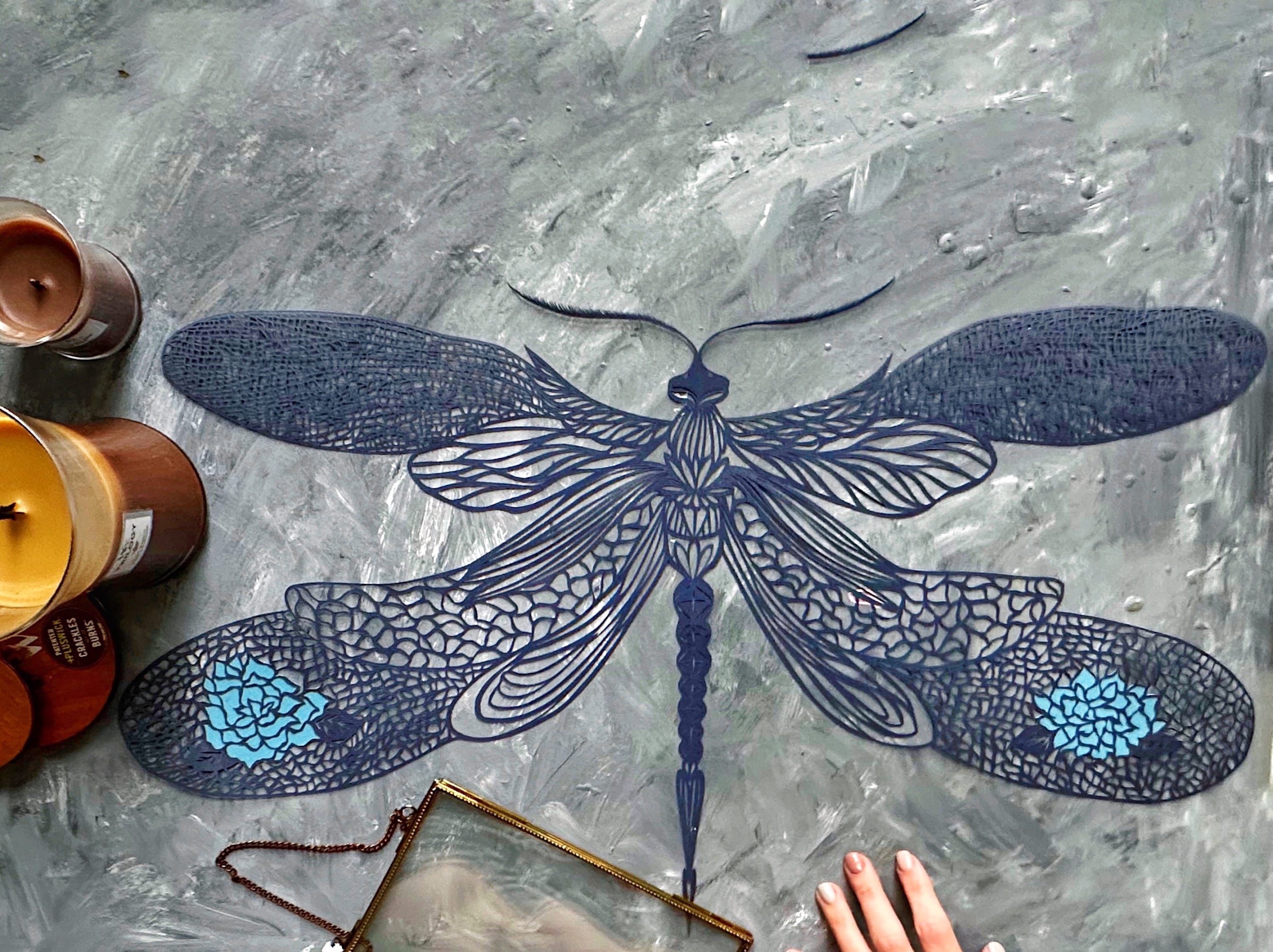 Paper Cut “dragonfly ” Papercut Art Work , Original Paper Cutting of a ...